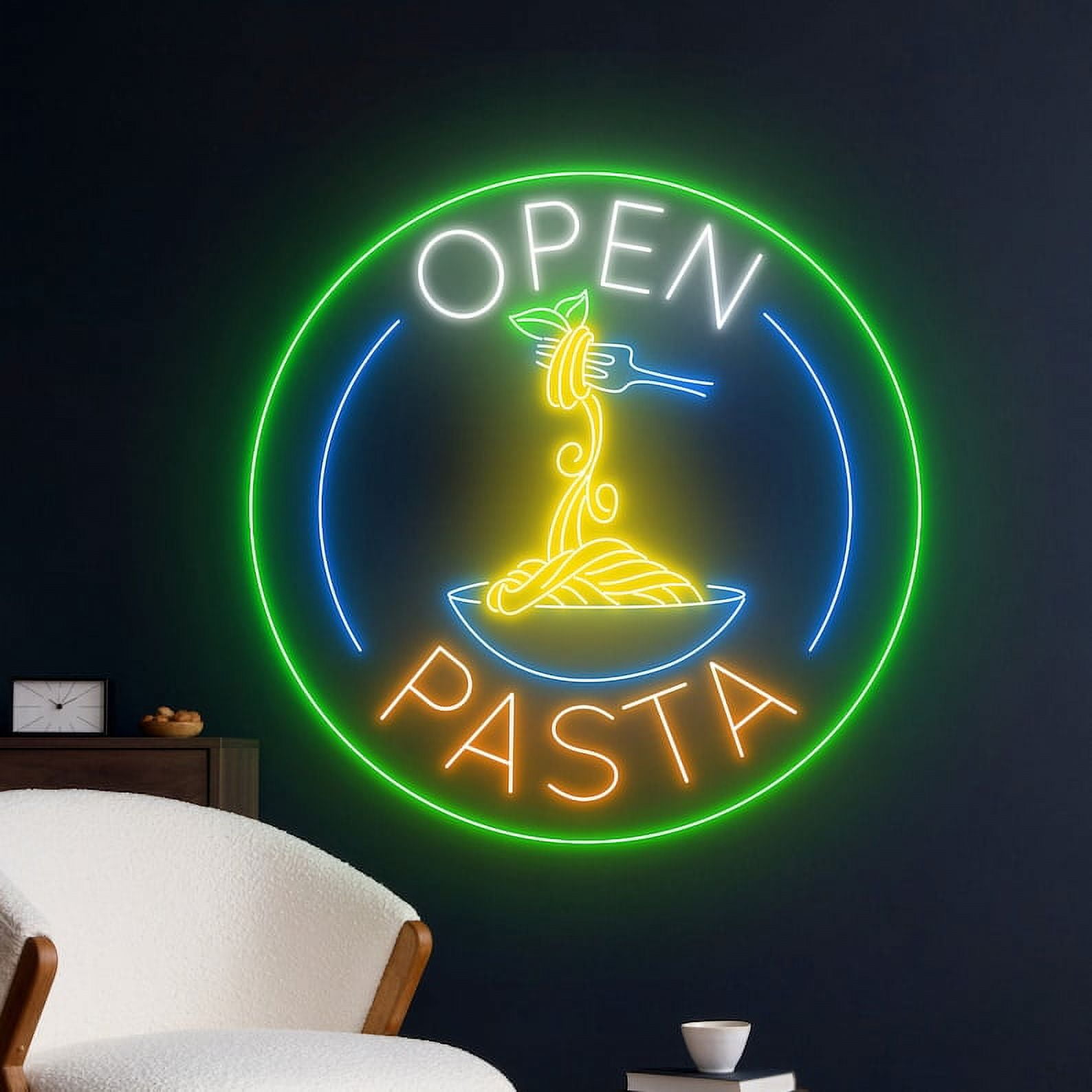 Handmadetneonsign Pasta Open Neon Sign, Pasta Spaghetti Wall Decor ...