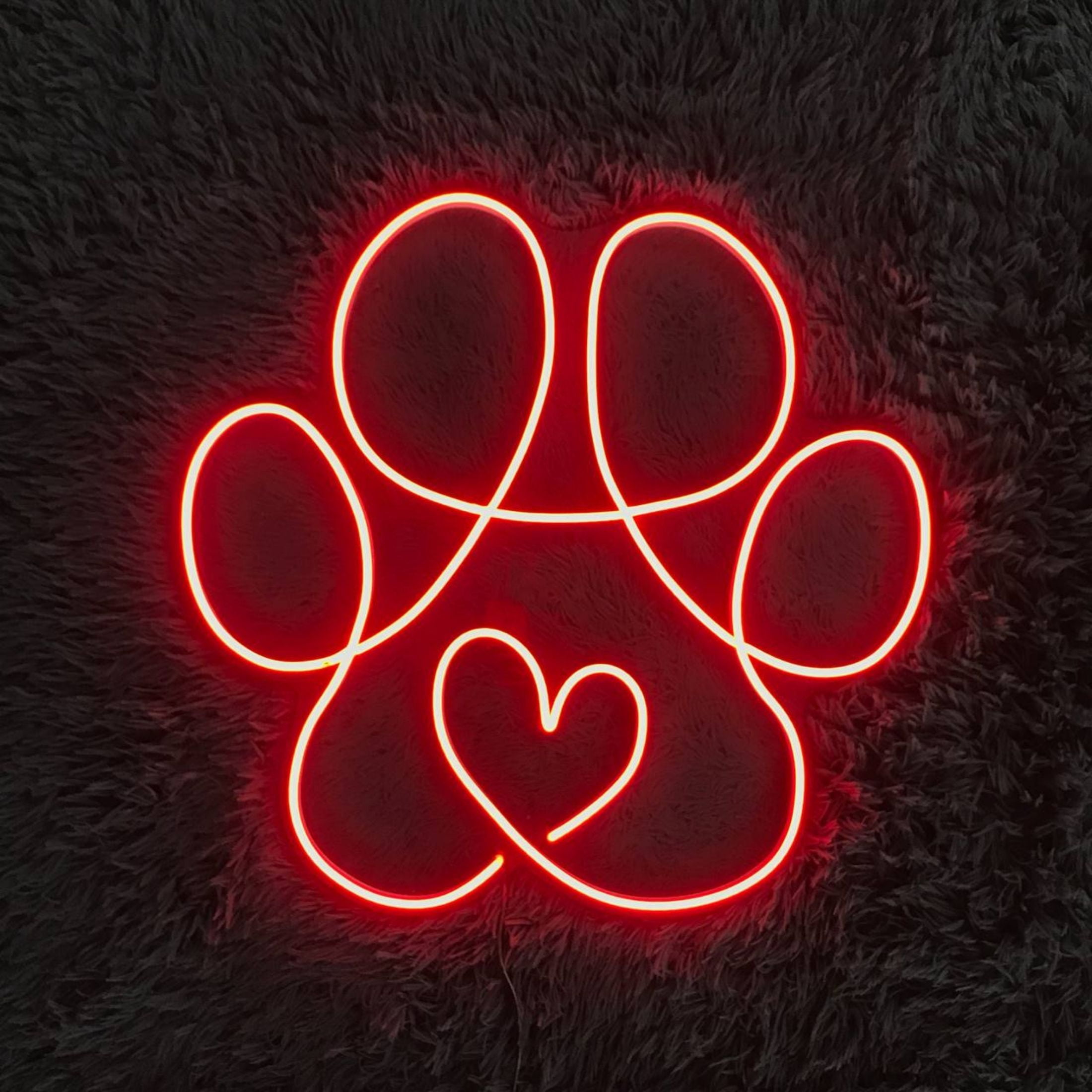 Handmadetneonsign Paw Dog Neon Sign, Paw Dog Heart Wall Art Decor, Pet ...