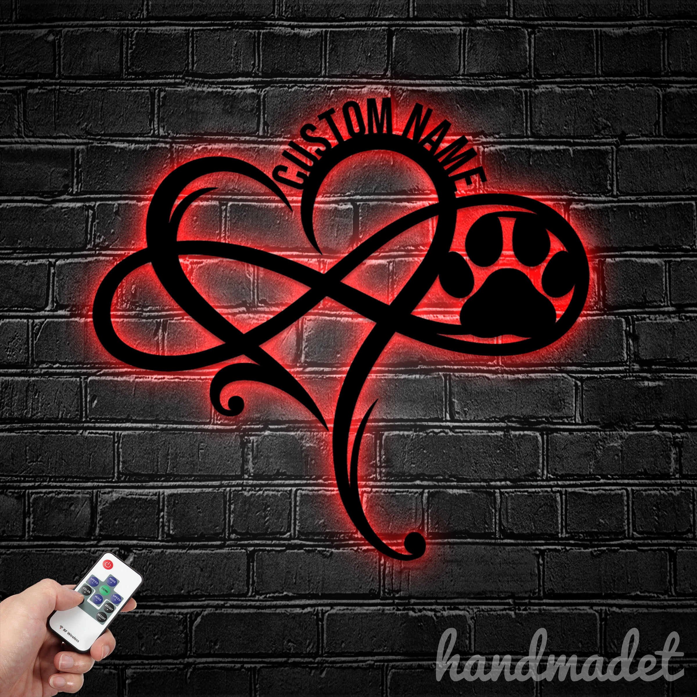 Handmadetneonsign Paw Print Pet Metal Wall Art Light, Paw Print Pet ...