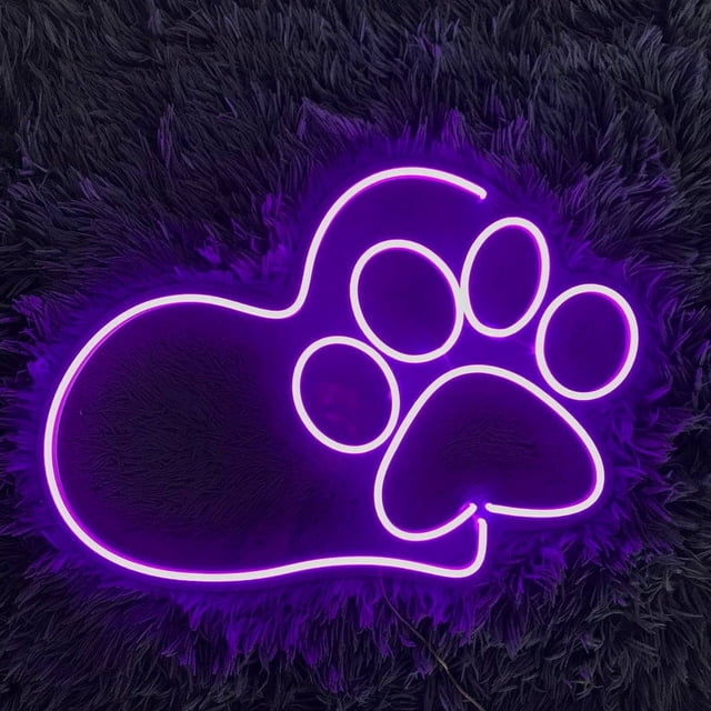 Handmadetneonsign Paw neon sign, dog paw neon light, bespoke cat paw ...
