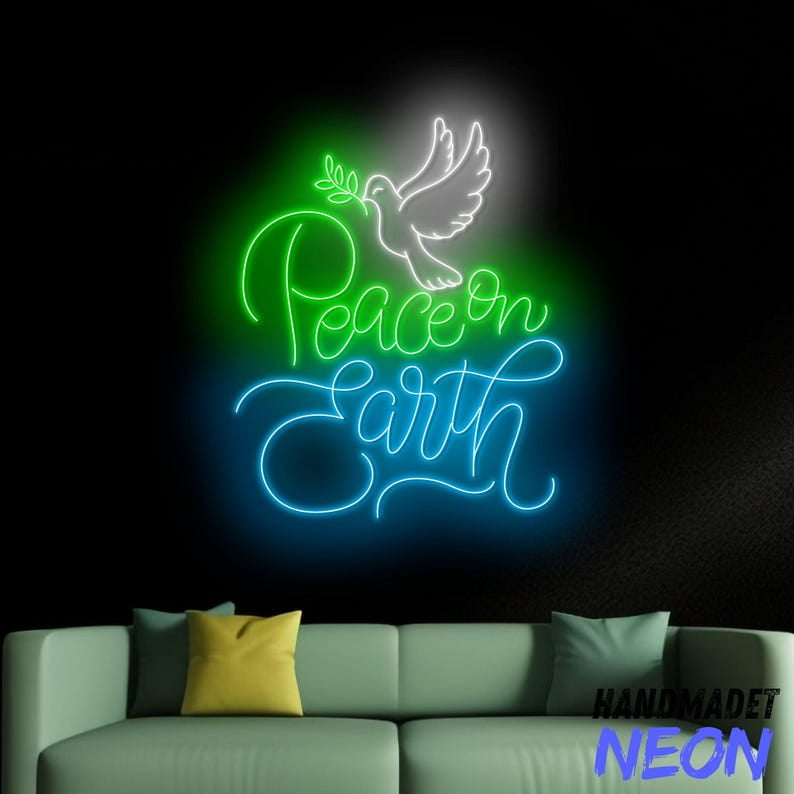 Handmadetneonsign Peace On Earth Neon Sign, Peace On Earth Led Sign ...