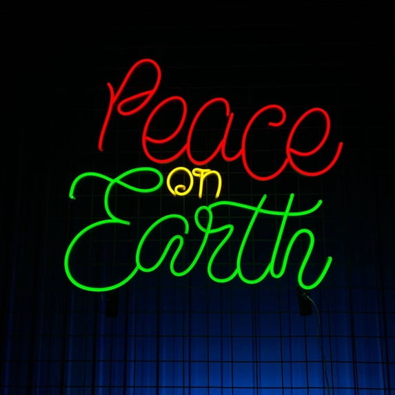 Handmadetneonsign Peace on Earth Neon Sign, Peaceful Quotes Wall Art ...