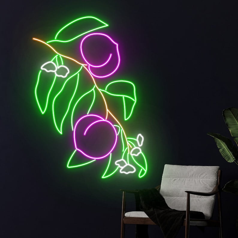 Handmadetneonsign Peach Tree Neon Sign, Peach Tree LED Light, Fruit ...