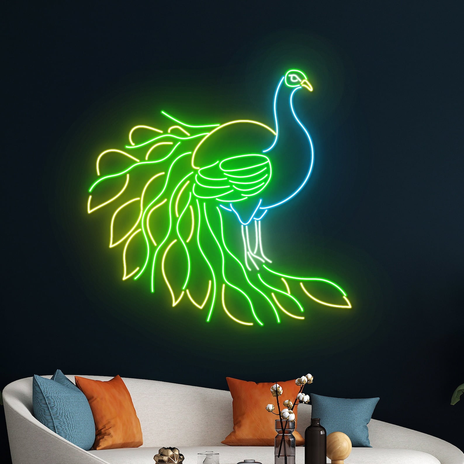 Handmadetneonsign Peacock Neon Light, Peacock Led Light, Peacock Led ...
