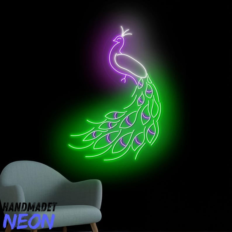 Handmadetneonsign Peacock Neon Sign, Peacock Led Sign, Room Wall Art ...
