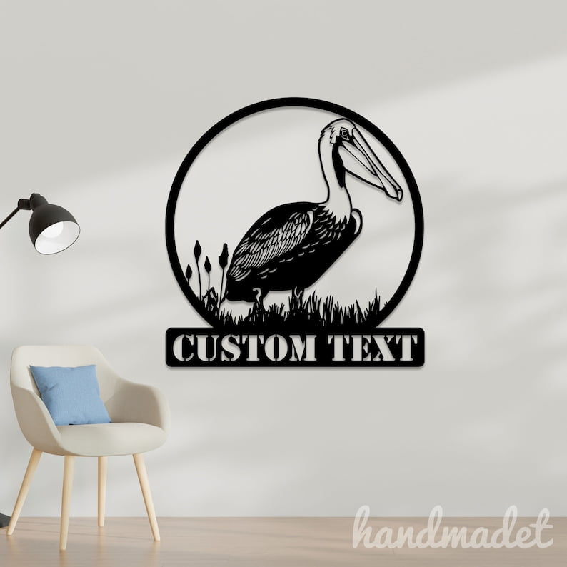 Handmadetneonsign Pelican Metal Wall Art Light, Wild Life Metal Sign ...