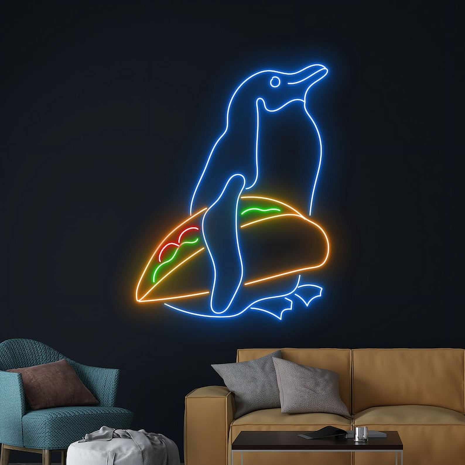 Handmadetneonsign Penguin Tacos Neon Sign, Penguin Led Sign, Penguin ...
