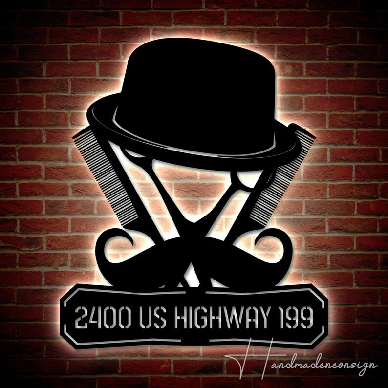 Handmadetneonsign Personalized Barber Shop Home Number Metal Sign ...