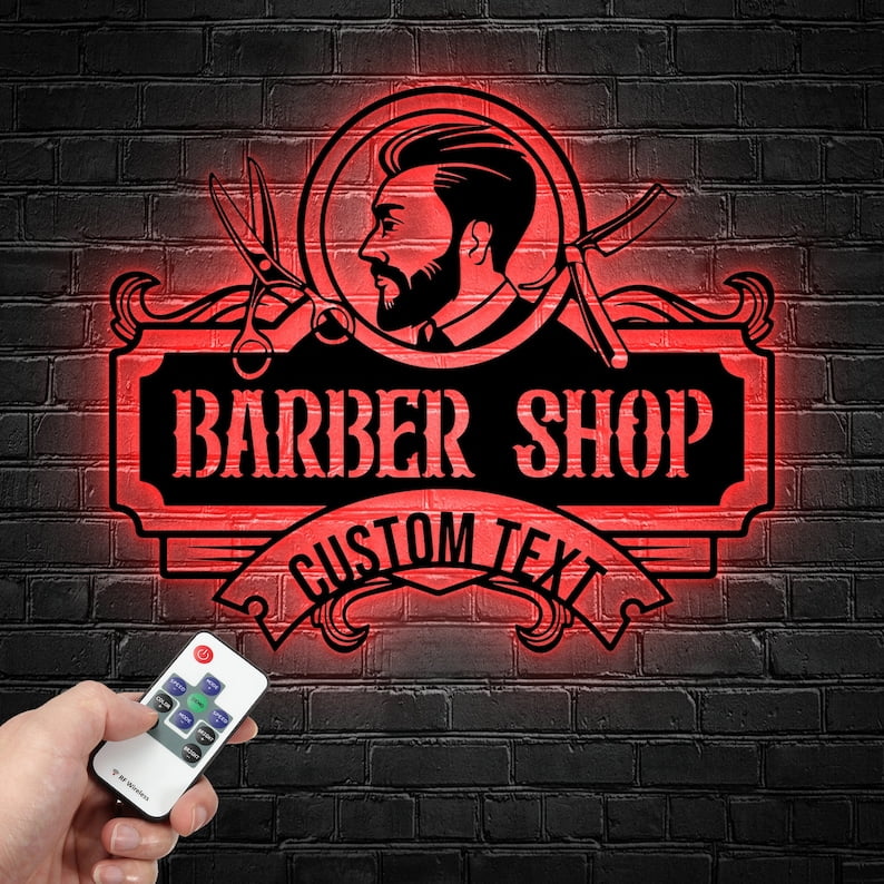Handmadetneonsign Personalized Barber Shop Metal Wall Art LED Light ...