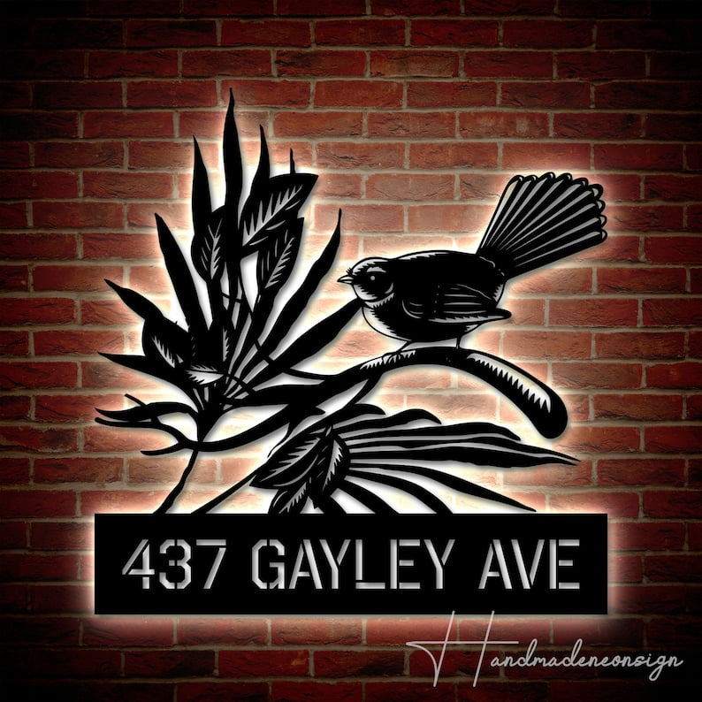 Handmadetneonsign Personalized Bird Home Number Metal Sign, Custom Bird ...