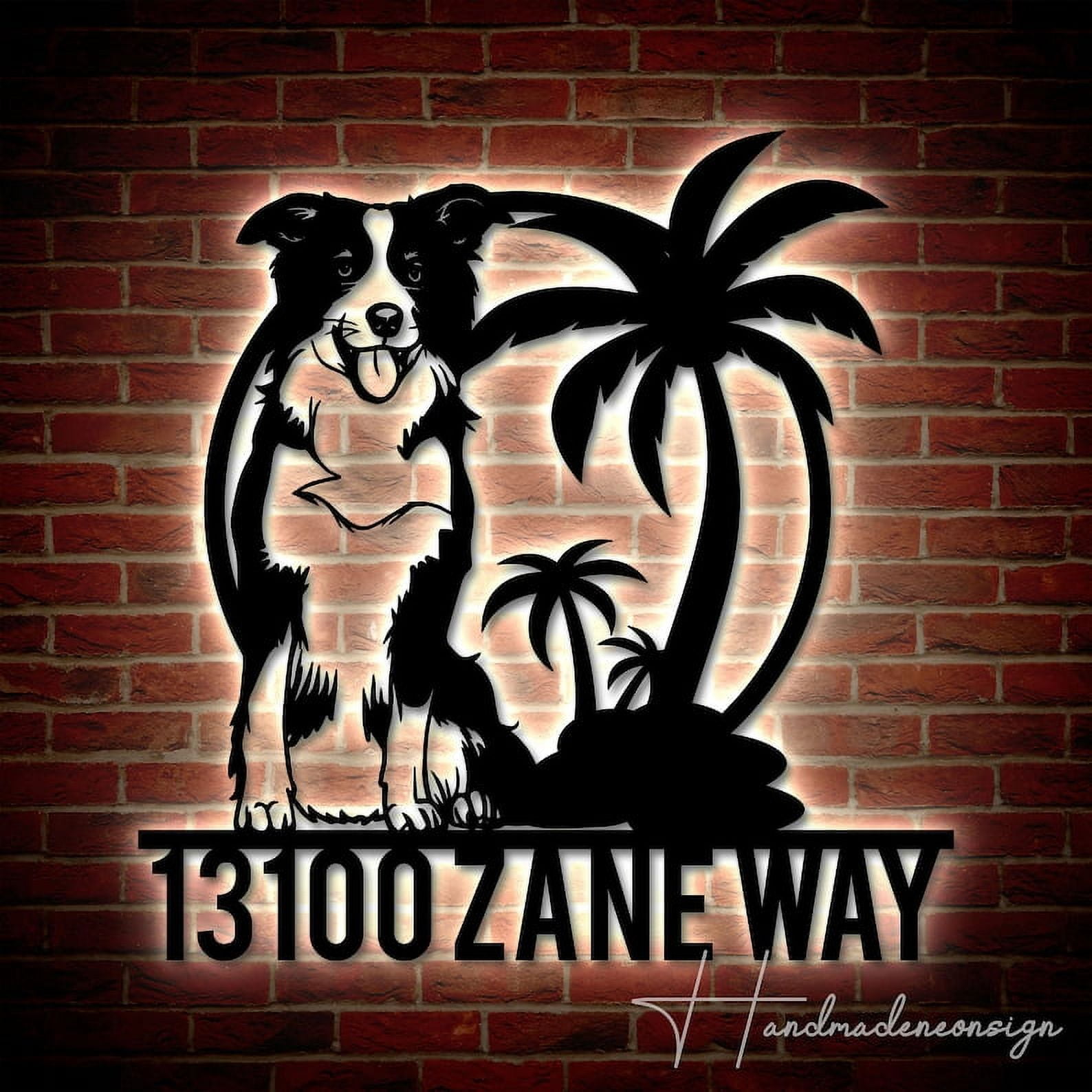 Handmadetneonsign Personalized Border Collie Home Number Metal Sign ...