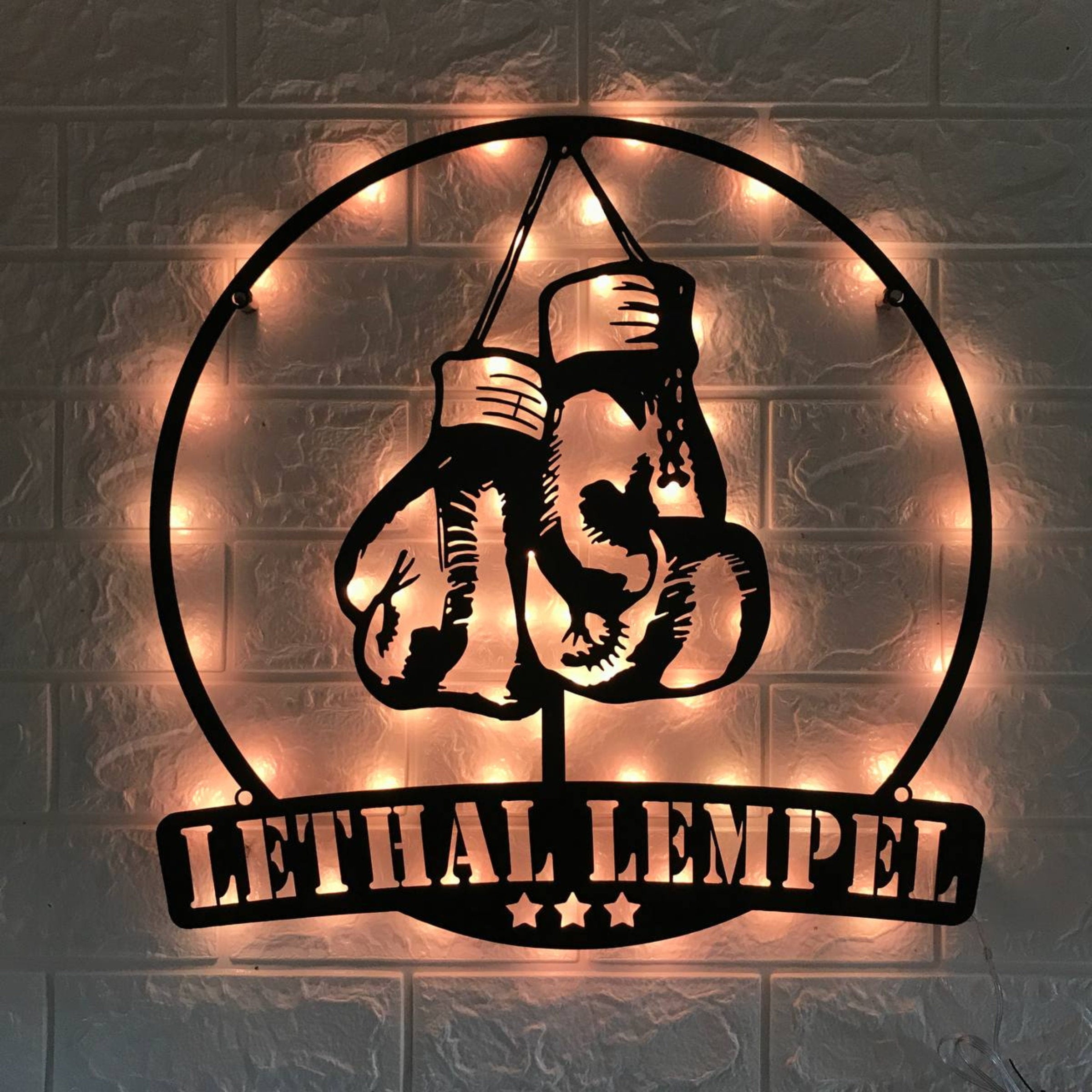 Handmadetneonsign Personalized Boxing Gloves Metal Wall Art LED Light ...