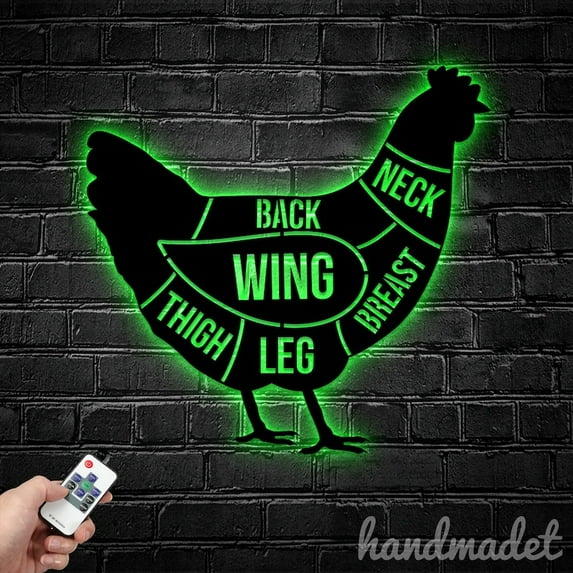 Handmadetneonsign Personalized Chicken Cuts Metal Wall Art LED Light ...