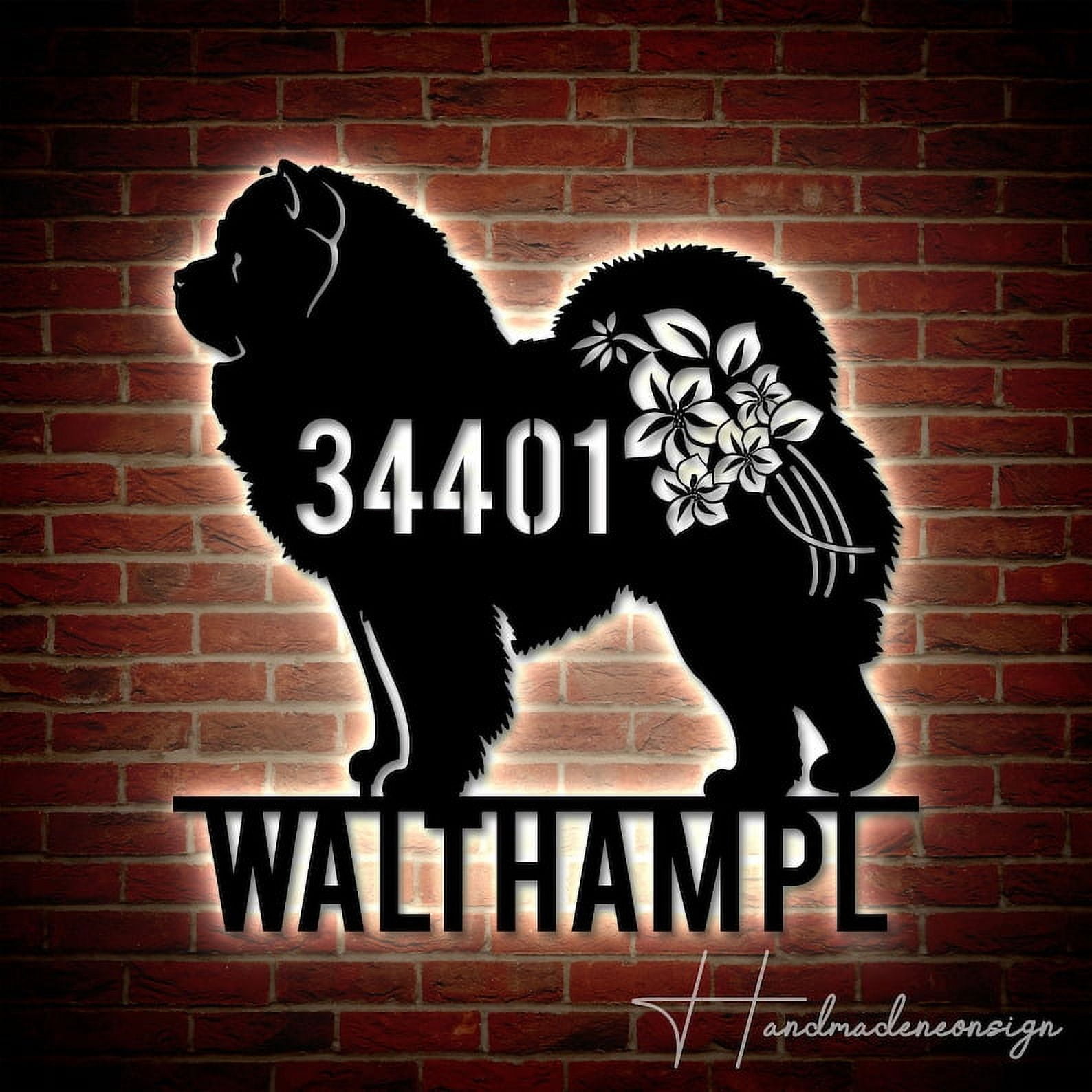 Handmadetneonsign Personalized Chow Chow Dog Home Number Metal Sign ...