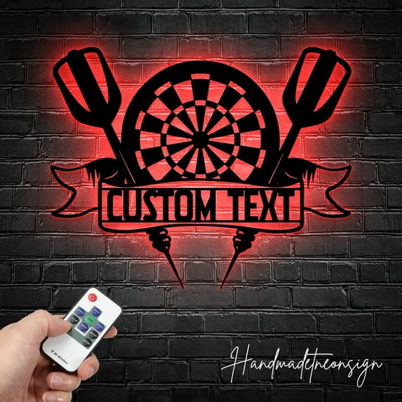 Handmadetneonsign Personalized Dartboard Game Metal Wall Art LED Light ...