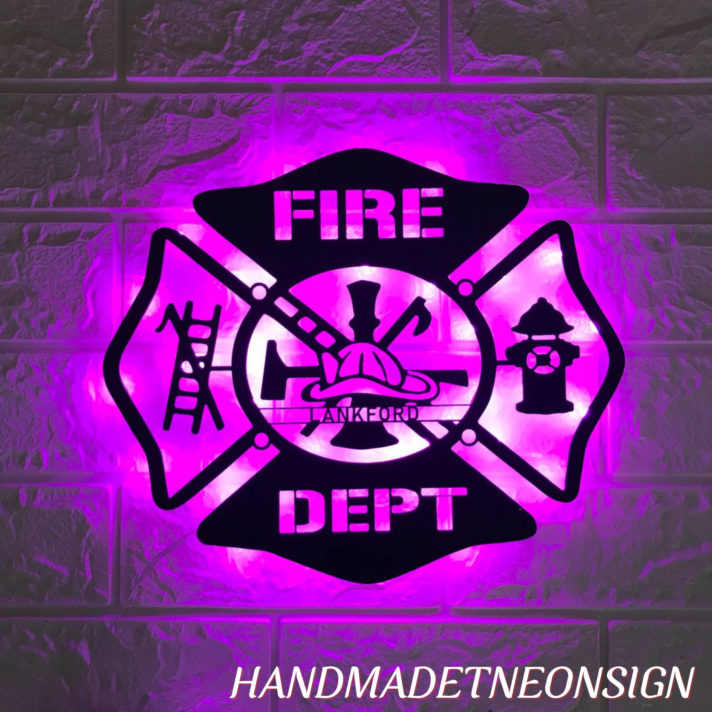 Handmadetneonsign Personalized Firefighter Maltese Cross Metal Wall Art ...