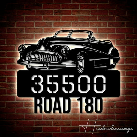 Handmadetneonsign Personalized Garage Number Metal Sign, Custom Car ...