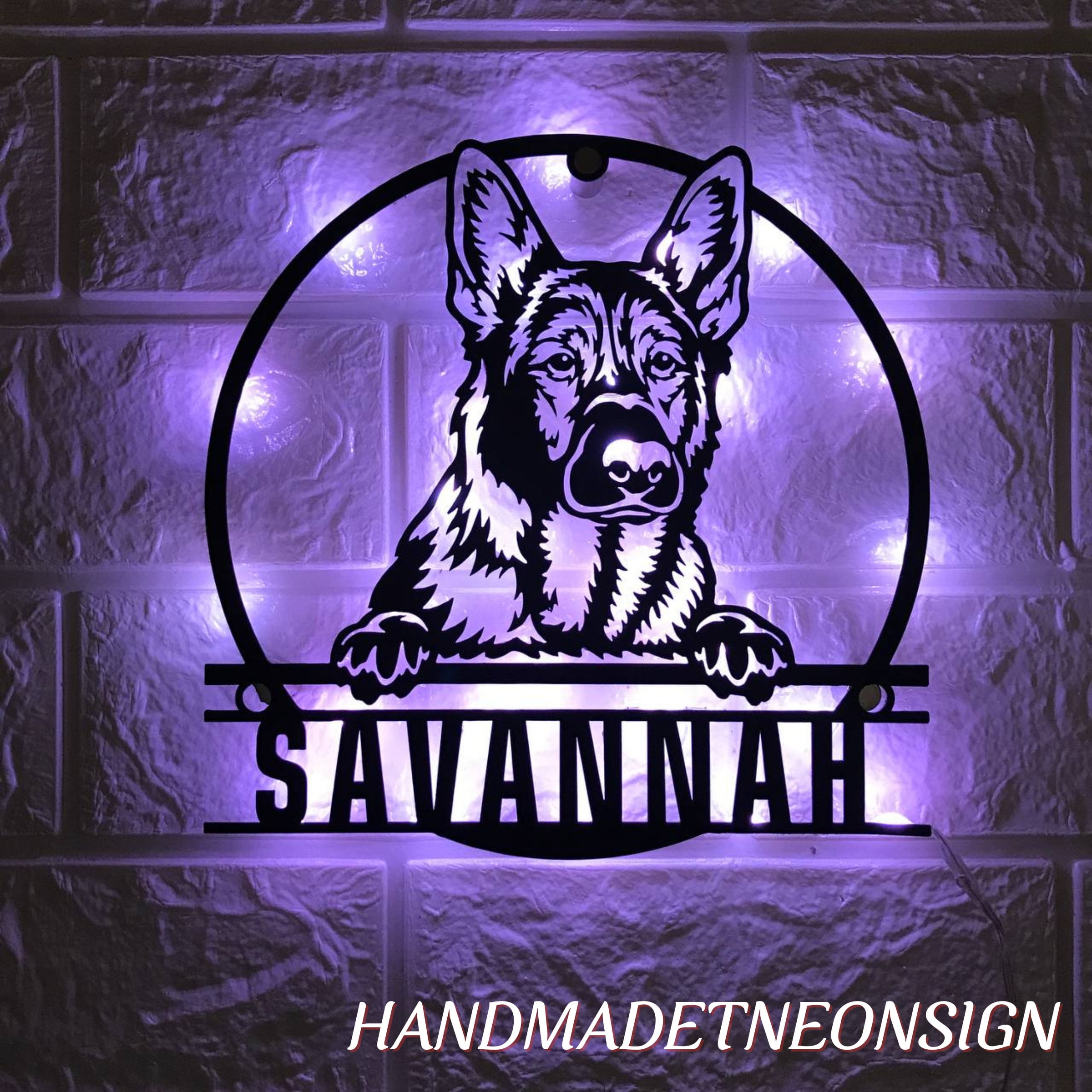 Handmadetneonsign Personalized German Shepherd Metal Wall Art LED Light ...