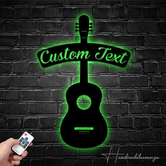Handmadetneonsign Personalized Guitar Metal Wall Art LED Light - Custom ...