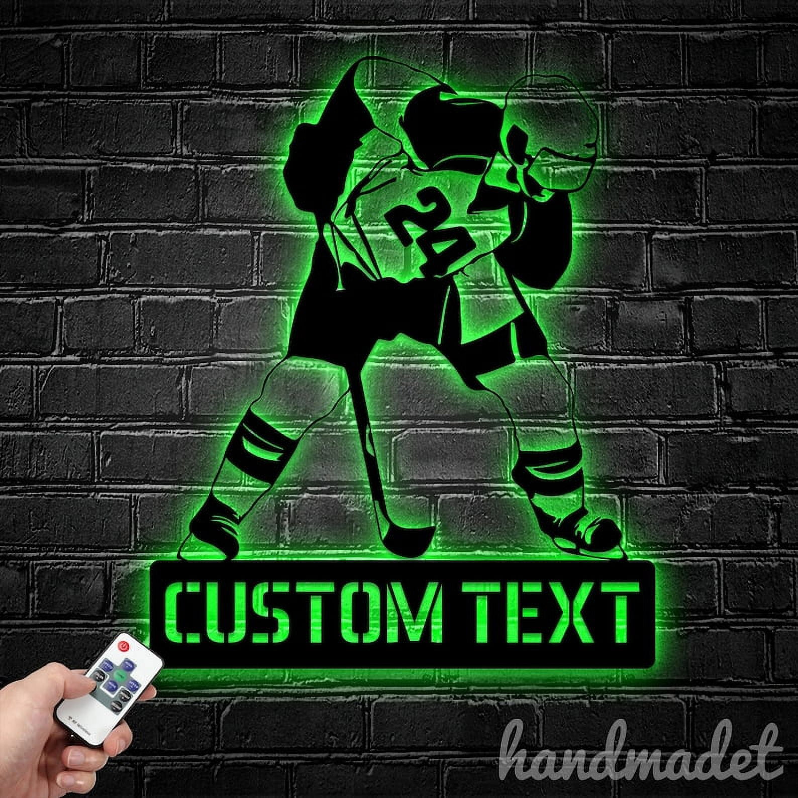 Handmadetneonsign Personalized Hockey Player Metal Wall Art LED Light ...