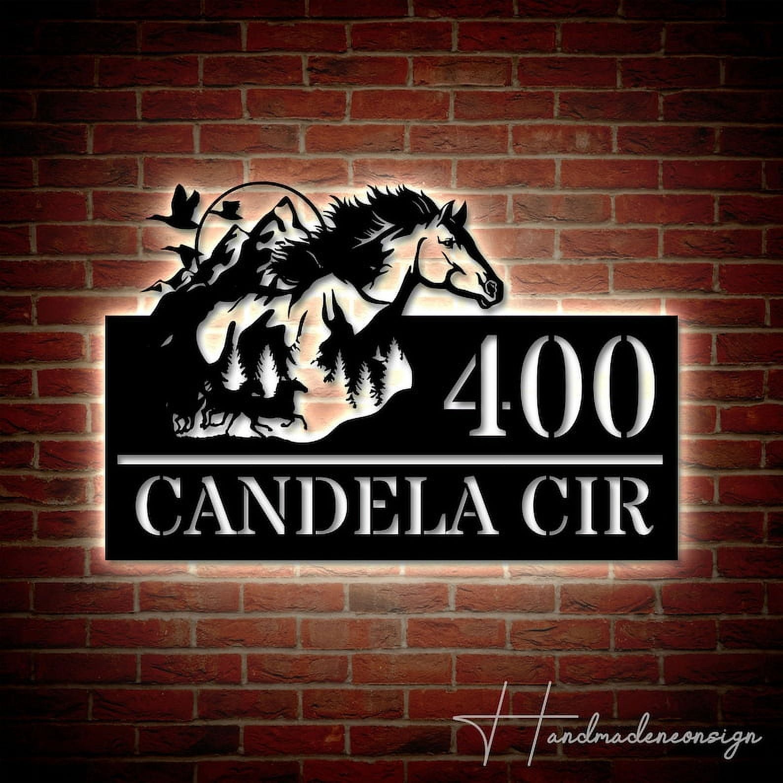 Handmadetneonsign Personalized Horses Home Number Metal Sign, Custom ...