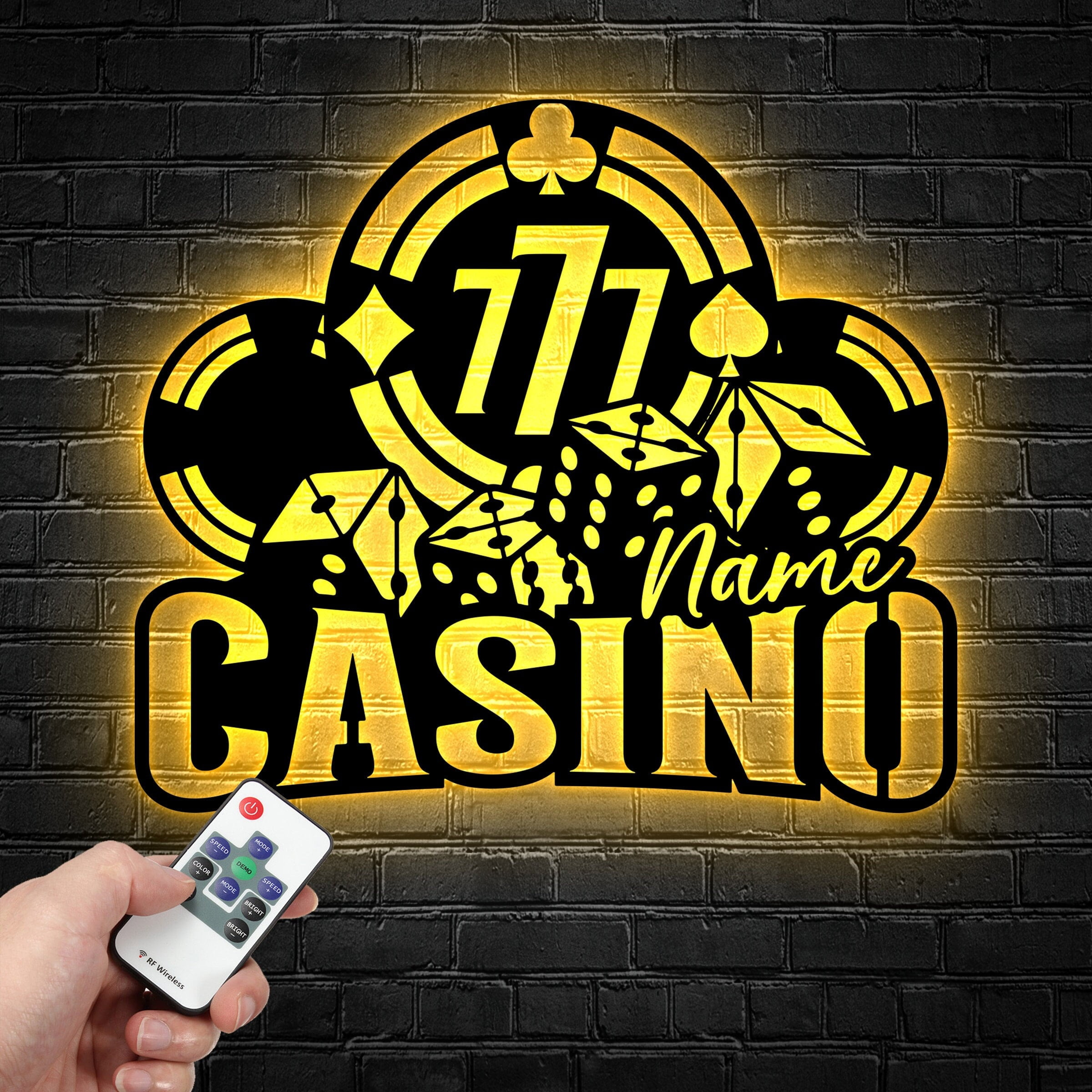 Handmadetneonsign Personalized Metal Wall Art LED Light, Playing Cards ...