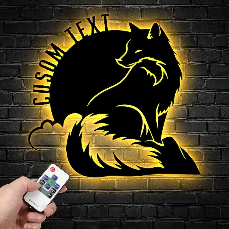 Handmadetneonsign Personalized Moon Fox Metal Wall Art LED Light ...