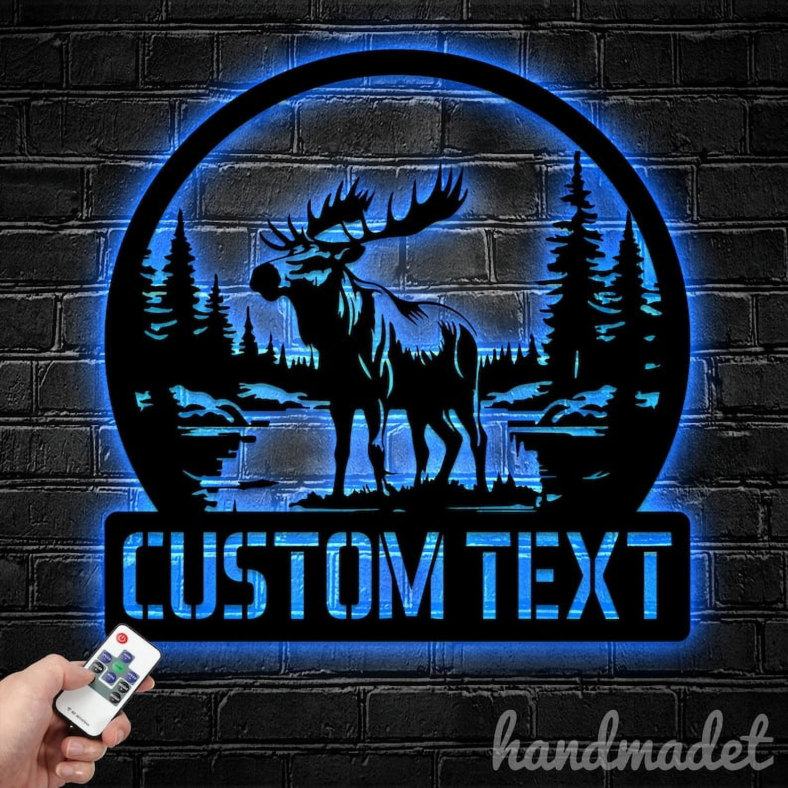 Handmadetneonsign Personalized Moose Mountain View Metal Wall Art Led ...