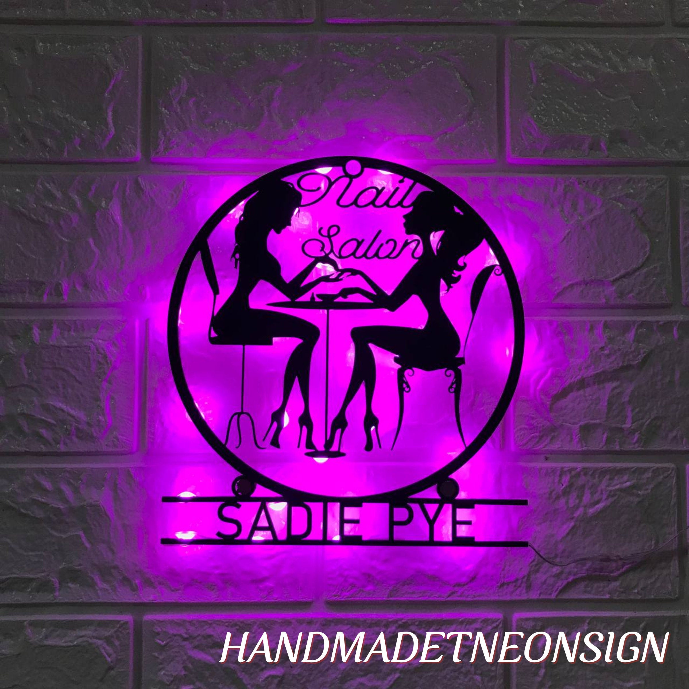 Handmadetneonsign Personalized Nail Tech Metal Wall Art LED Light ...