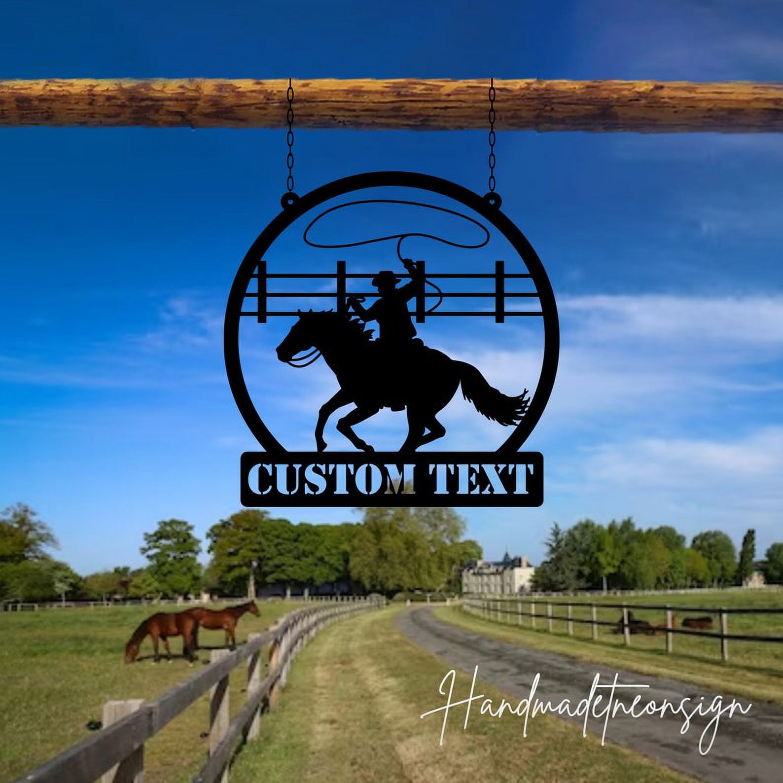 Handmadetneonsign Personalized Outdoor Cowboy Farm Sign Hanging Metal ...
