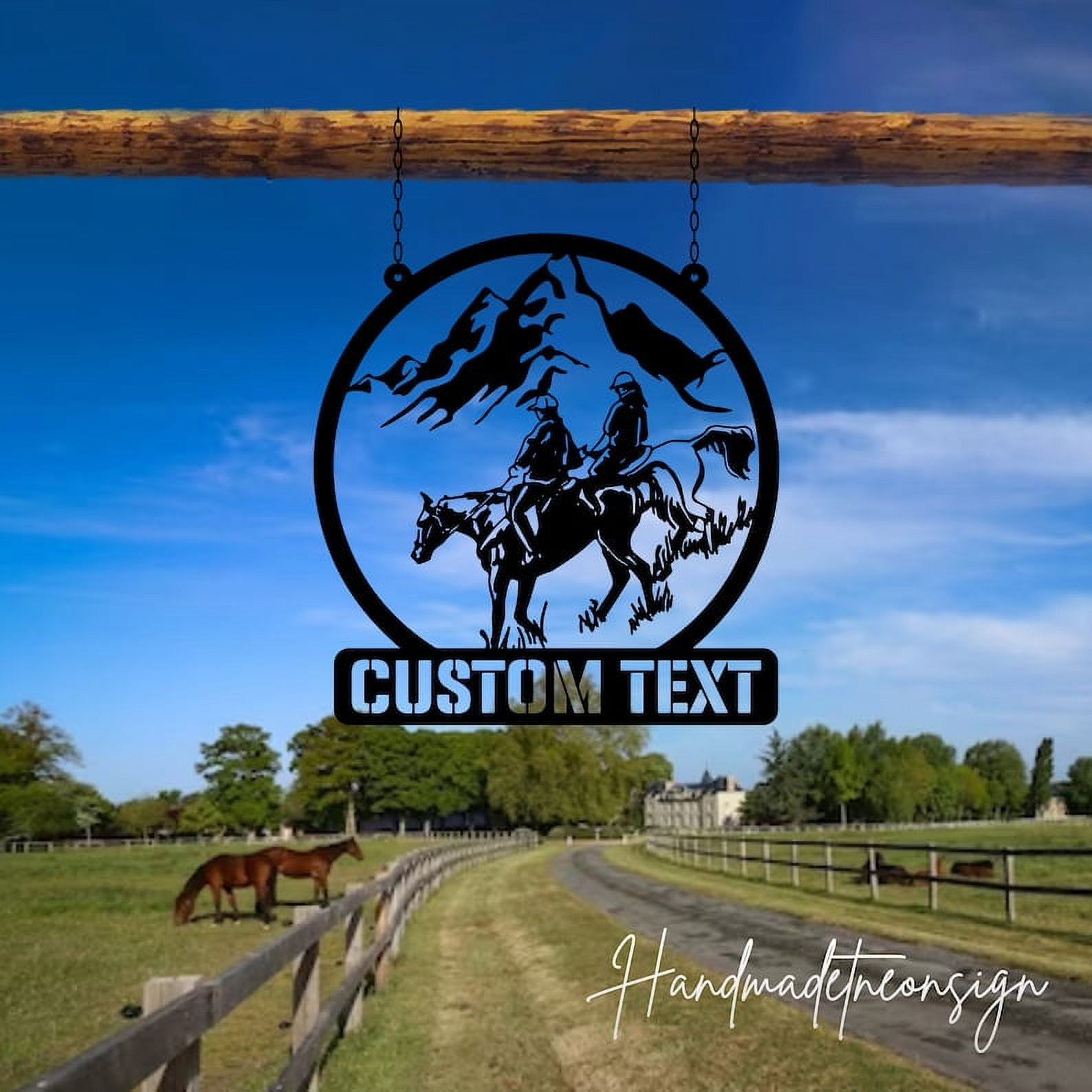 Handmadetneonsign Personalized Outdoor Cowboy Farm Sign Hanging Metal ...