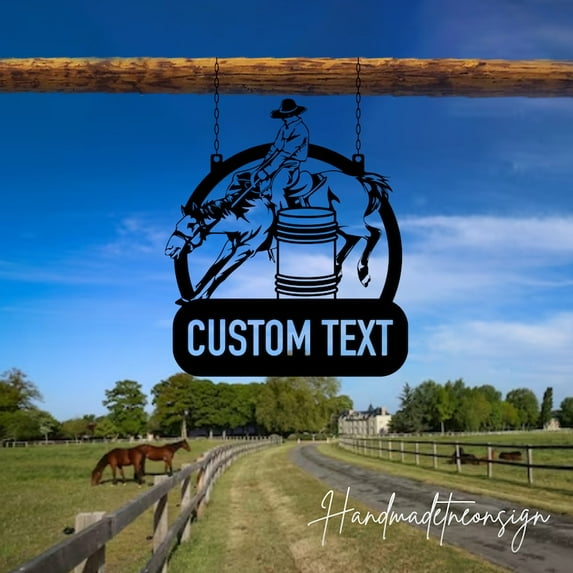 Handmadetneonsign Personalized Outdoor Cowboy Farm Sign Hanging Metal ...