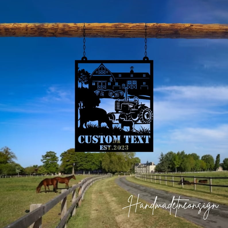 Handmadetneonsign Personalized Outdoor Farmhouse Name Sign Hanging ...