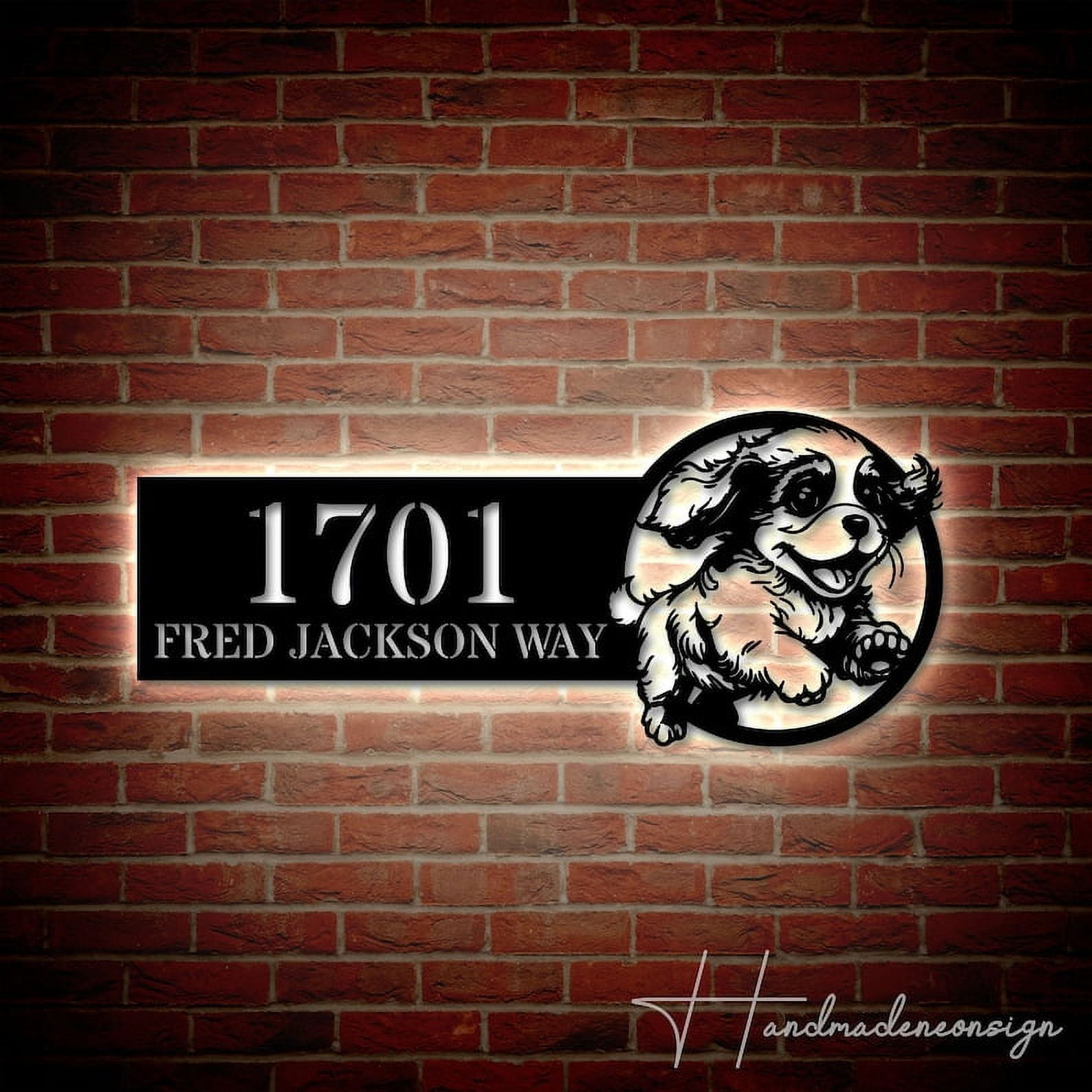 Handmadetneonsign Personalized Puppy Dog Home Number Metal Sign, Custom ...