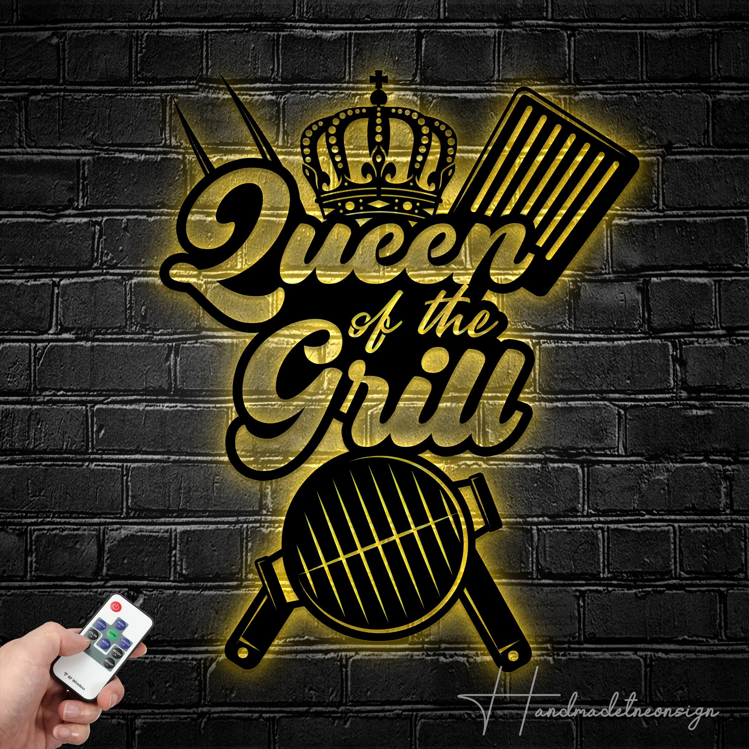 Handmadetneonsign Personalized Queen Of The Grill Metal Wall Art LED ...