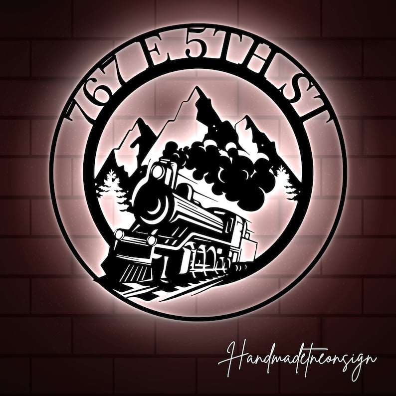 Handmadetneonsign Personalized Steam Train Number Metal Sign ...