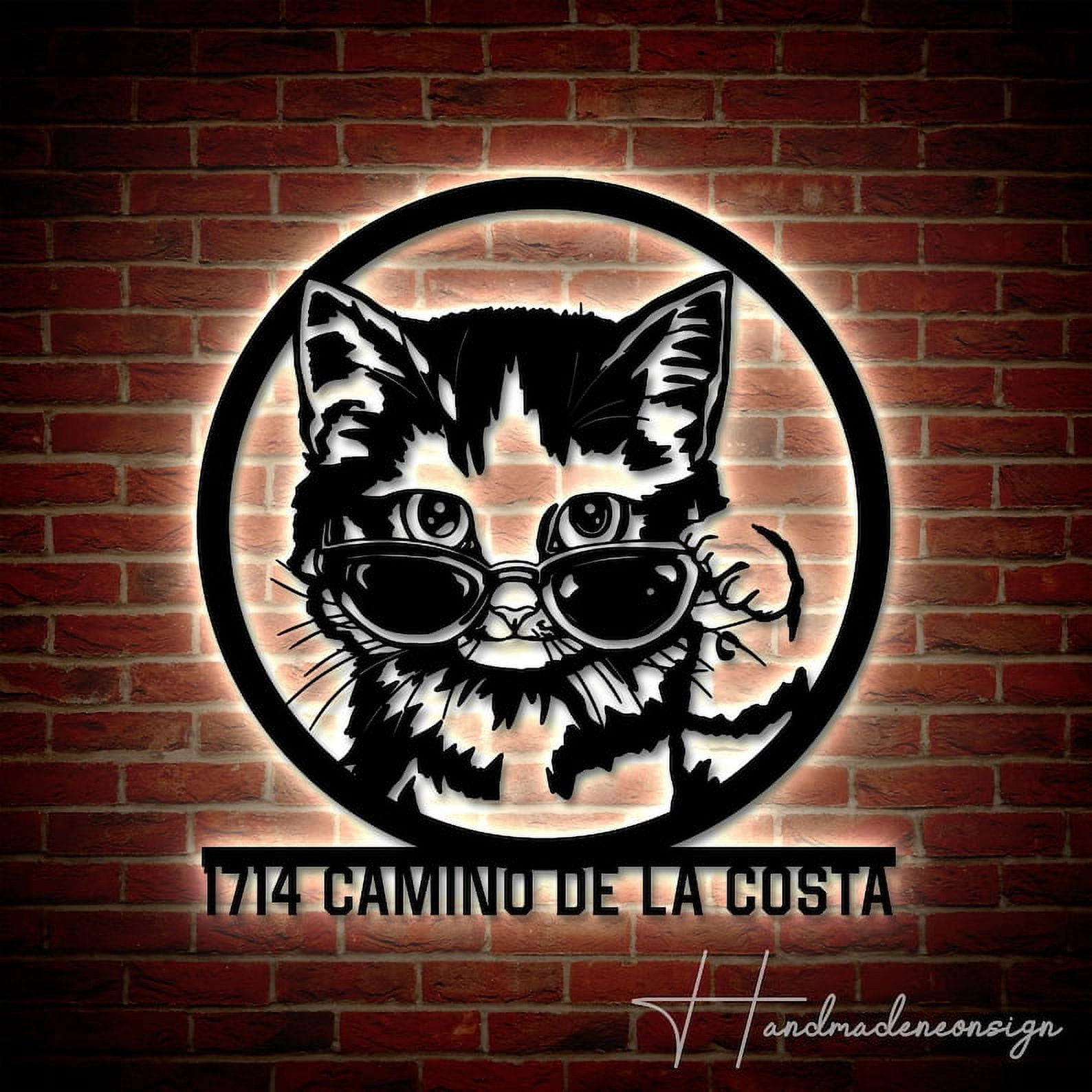 Handmadetneonsign Personalized Swag Cat Home Number Metal Sign, Custom ...