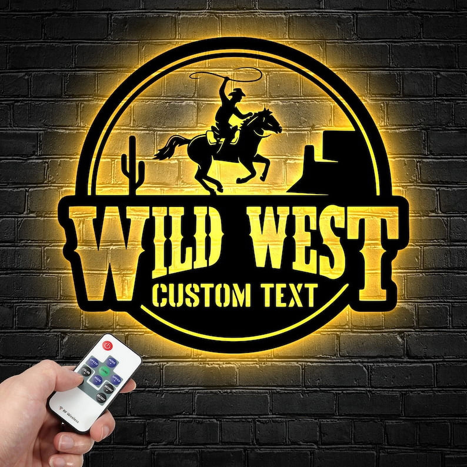 Handmadetneonsign Personalized Wild West Metal Wall Art LED Light, Custom Rodeo Metal Sign ...