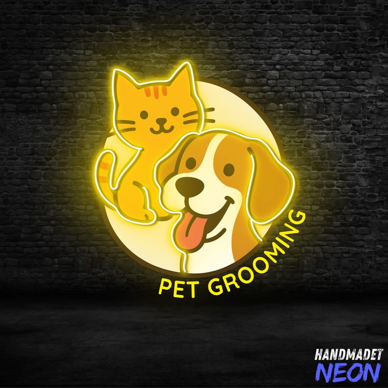Handmadetneonsign Pet Grooming Neon Sign, LED Wall Light for Pet Spa ...