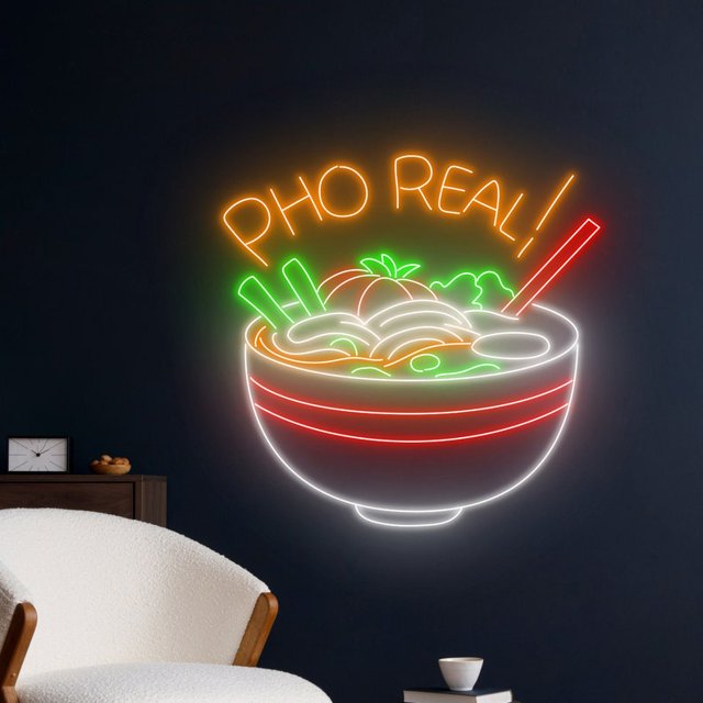 Handmadetneonsign Pho Real Neon Sign, Pho Bowl Wall Art Decor ...