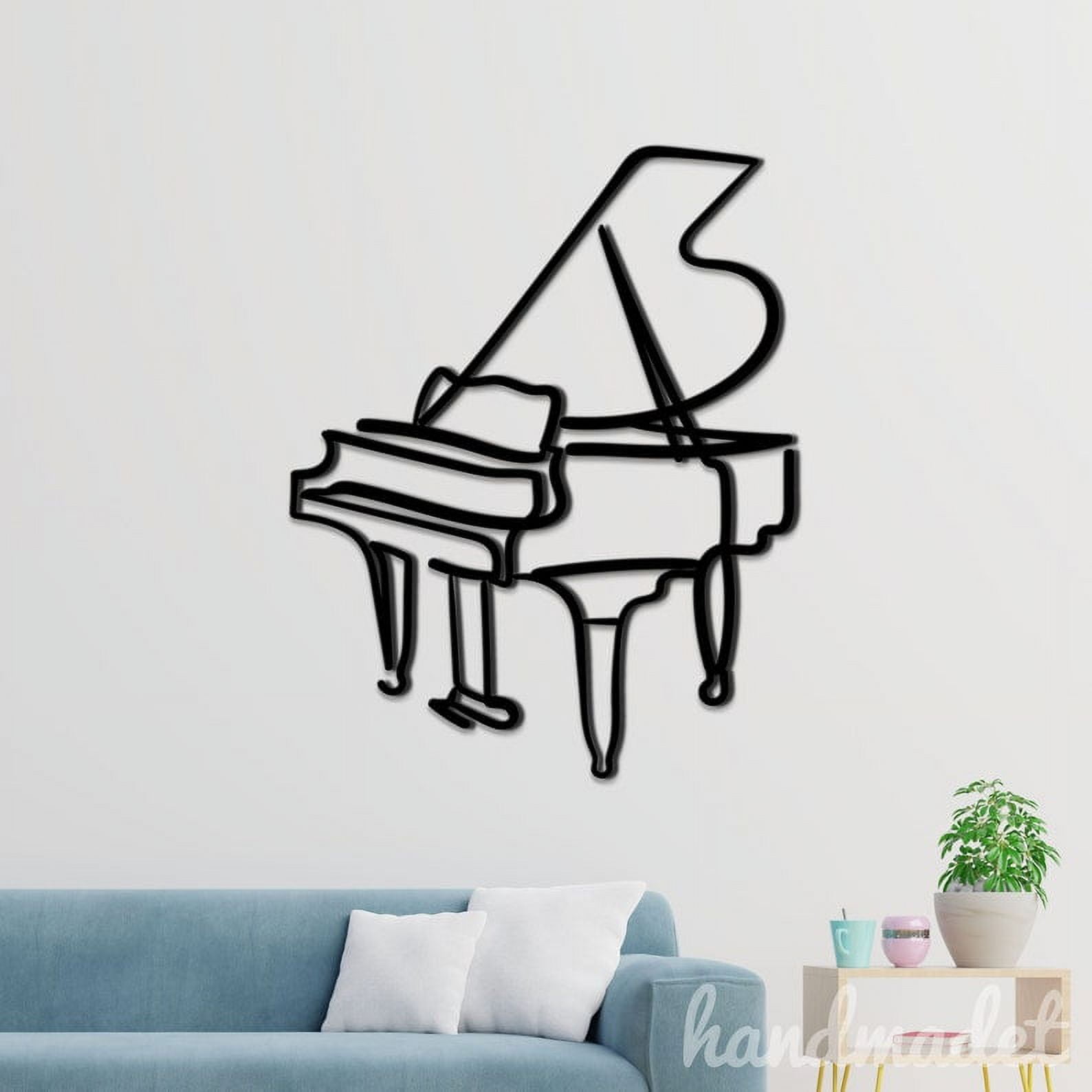 Handmadetneonsign Piano Line Art Wall Sign, Artist Metal Sign Wall ...