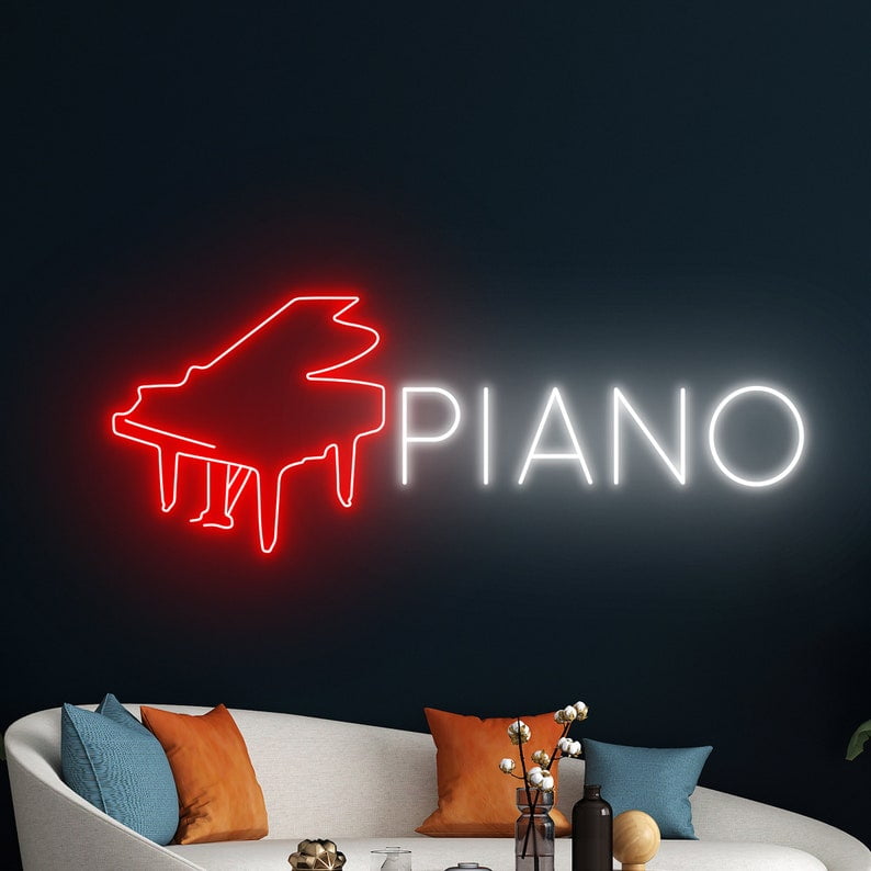 Handmadetneonsign Piano Neon Sign, Piano Music Wall Art Decor, Music ...