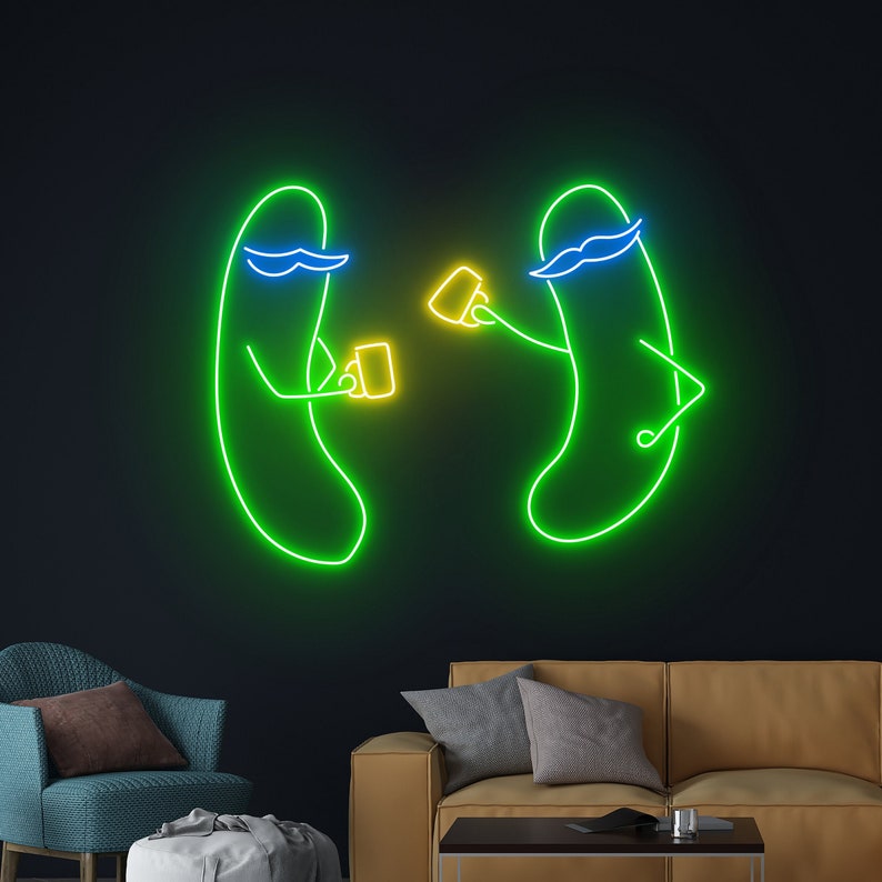 Handmadetneonsign Pickles Mustaches Beer Neon Sign, Pickles Neon Led ...