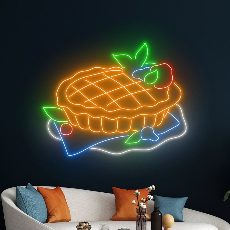 Handmadetneonsign Pie Neon Sign, Pies Neon Light, Pie Cake Led Light ...