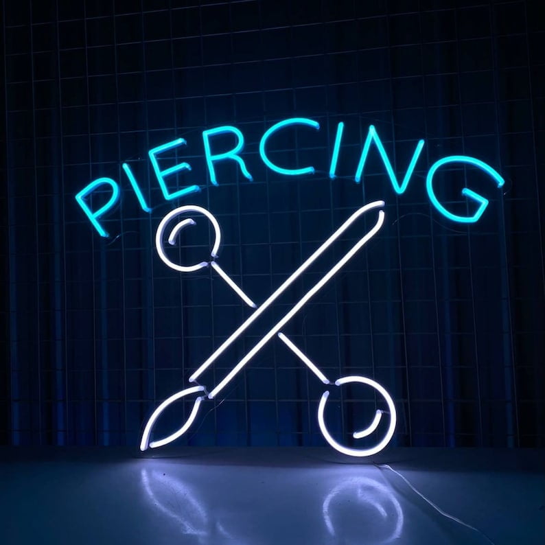Handmadetneonsign Piercing Neon Sign, Piercing Artist Wall Art Decor ...