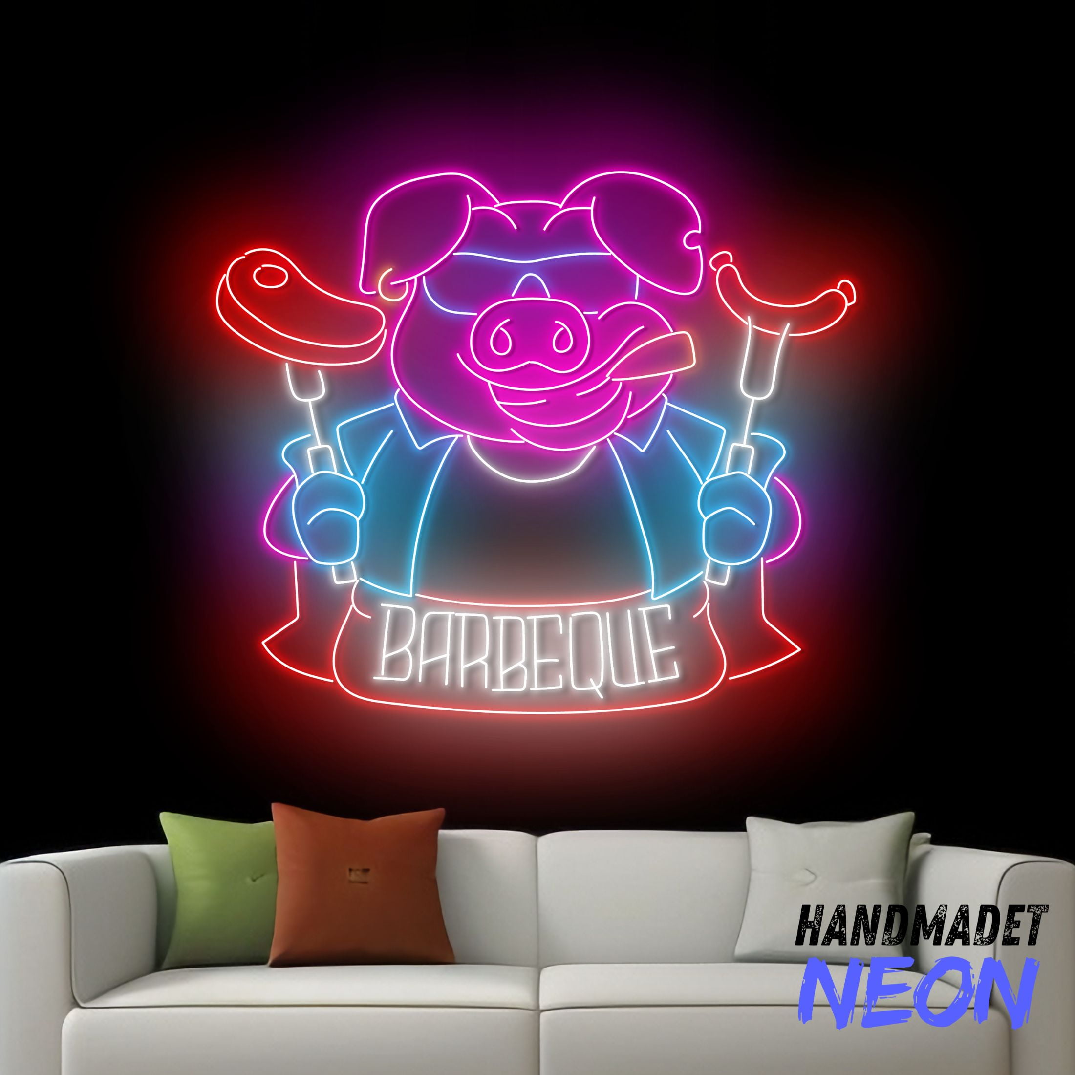 Handmadetneonsign Pig Barbecue Neon Sign, BBQ Beef Sausage Led Sign ...