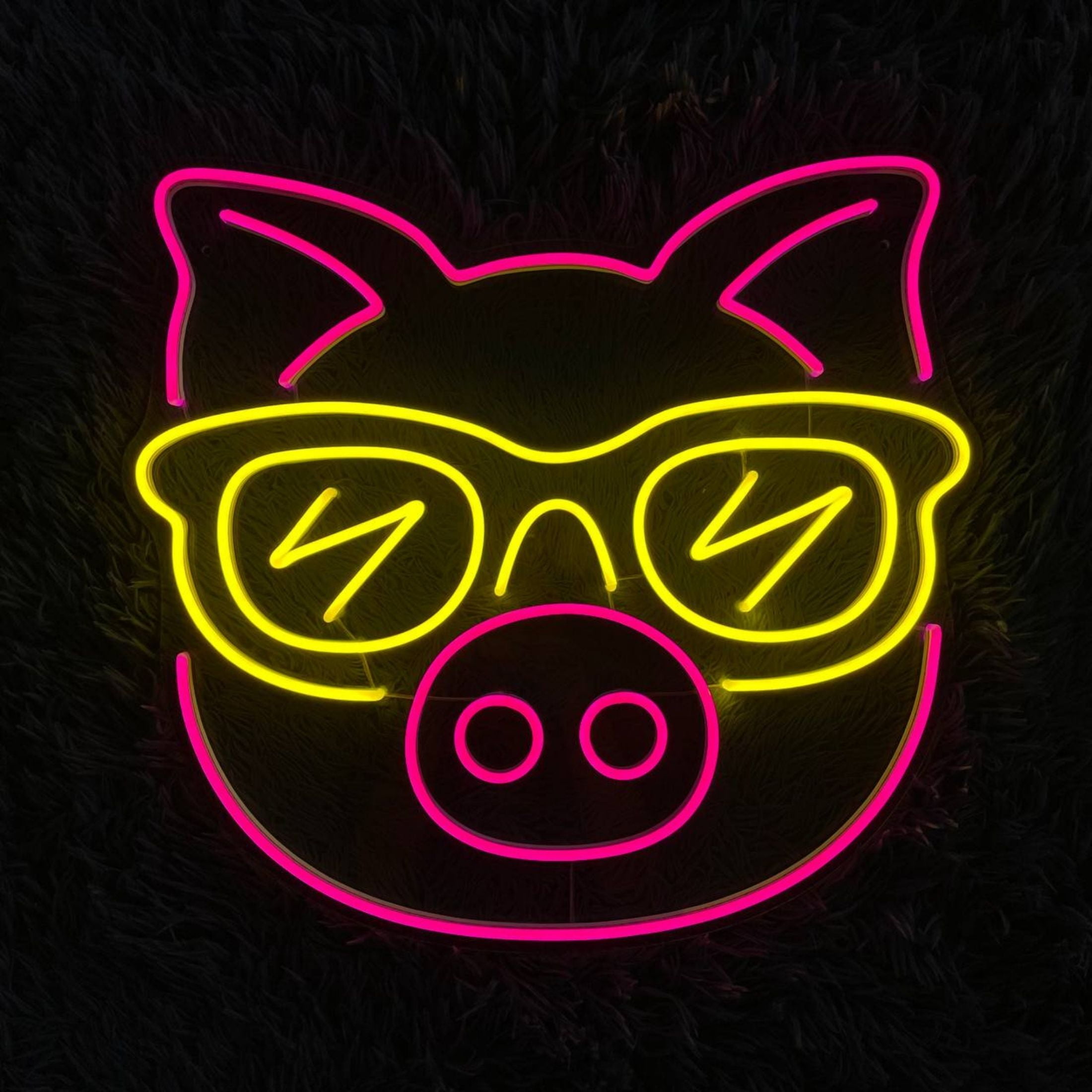 Handmadetneonsign Pig Sunglasses Neon Sign, Pig Animal Wall Art Decor ...