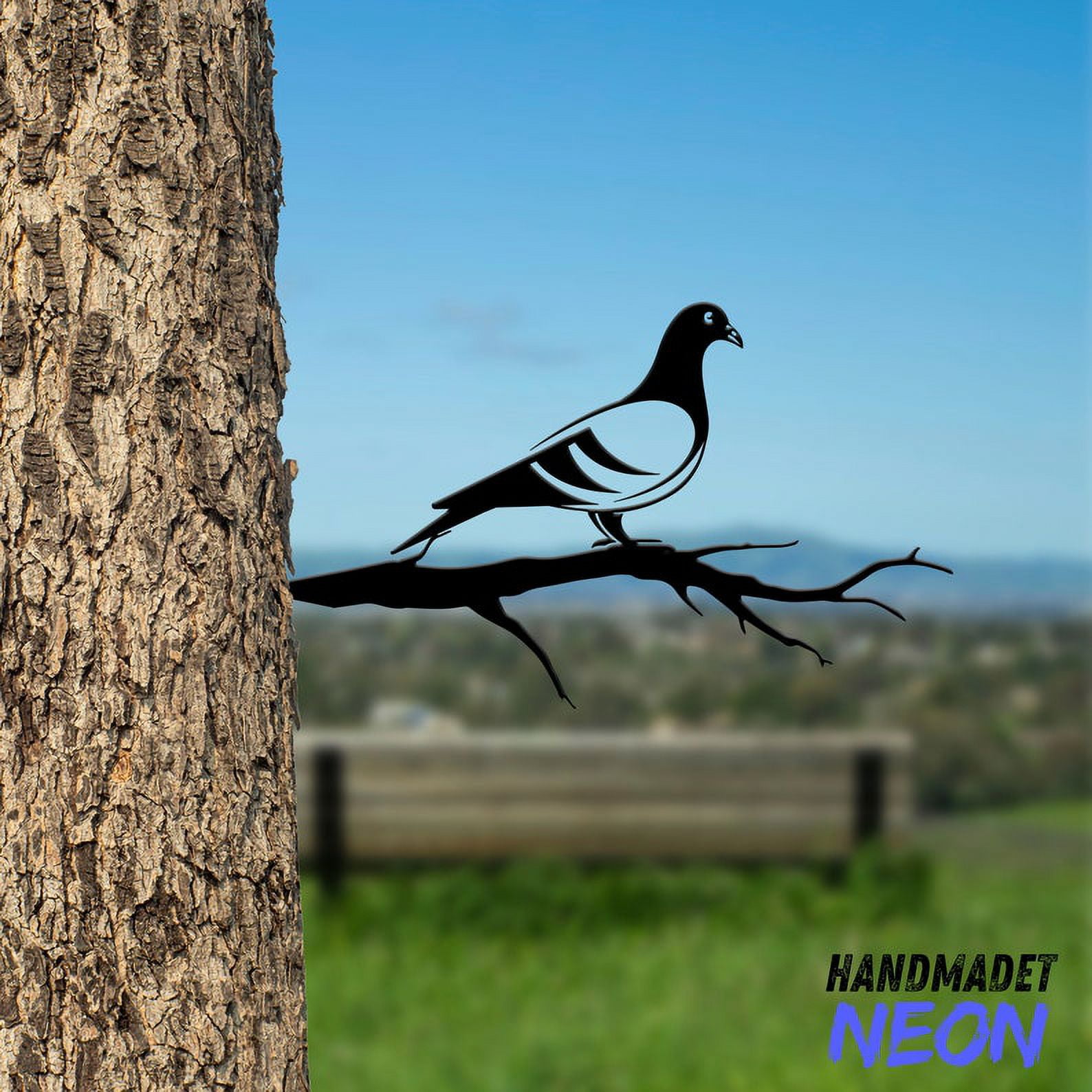 Handmadetneonsign Pigeon On Branch Metal Tree Stake, Bird Garden Tree ...