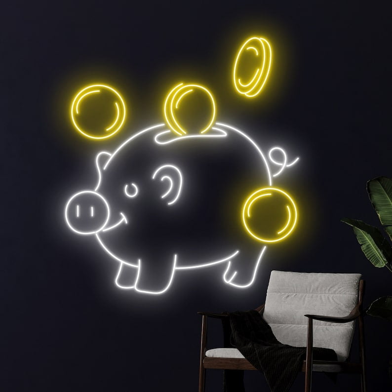 Handmadetneonsign Piggy Bank Neon Sign, Piggy Bank Led Sign, Pig Led ...
