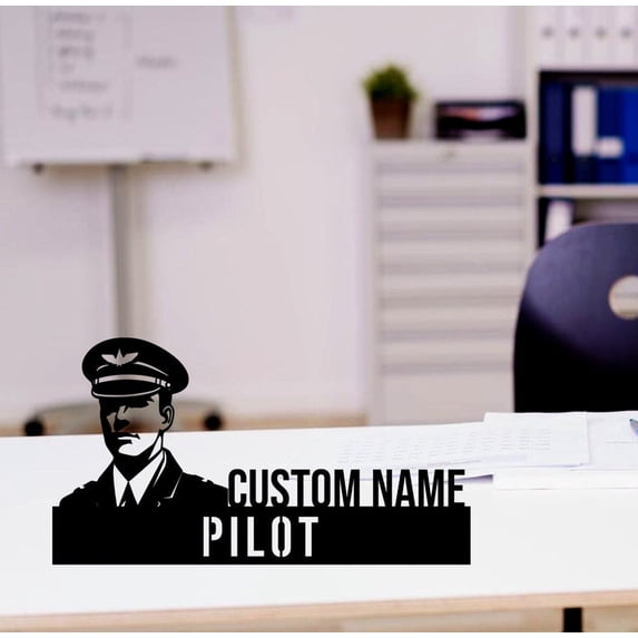 Handmadetneonsign Pilot Metal Nameplate, Pilot Desk Nameplate, Pilot ...